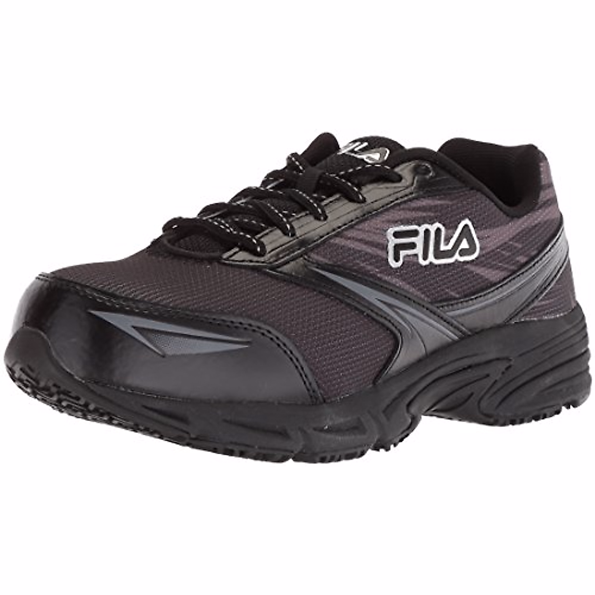 Fila Women's Memory Reckoning 8 Slip Resistant Steel Toe Running Shoe Shoe, Black/Pewter/Metallic Silver, 8 B US