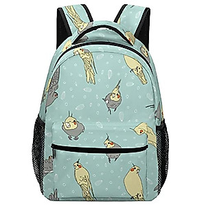 Cute Cockatiel Pattern Backpack Bookbag Cute Funny Printed Graphic for Book Study Travel