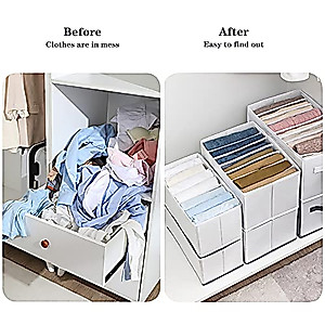 QuFrotty 3 Pieces Wardrobe Clothes Organisers With Support Board, Stable Mesh Storage Boxes to Organize Jeans, Shirts And Underwears, Foldable Drawer Organiser with Compartments