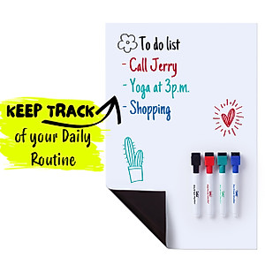 Mr. Pen- Magnetic Dry Erase Whiteboard Sheet, 17" x 11.25", Magnetic Dry Erase Board Sheet with a Set of 4 Markers, Magnetic Dry Erase Board for Fridge, Dry Erase Board Magnetic, Magnetic Whiteboard