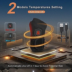 Carpal Tunnel Wrist Brace Support, Electric Hand Heating Pad Heated Wrap for De Quervain’s tendonitis, Rheumatoid Arthritis, Joint Pain Relief Auto Shut Off, Fit for Men and Women, Right Hand