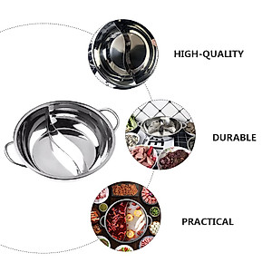 UPKOCH Stainless Steel Shabu Hot Pot Divided Hot Pot Pan Dual Sided Soup Cookware Cooking Pot with Divider for Induction Cooktop Gas Stove
