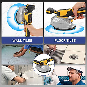 Tile Vibration Leveling Machine for D 20V Max Battery, Tile Vibration Tools 8 Gears Adjustable with Suction Cup Max 130lbs & LCD Display, Tile Tiling Machine 7500r/min (Battery Not Included)
