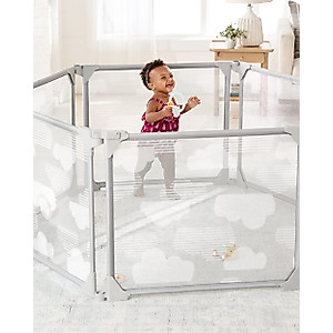 Skip Hop Expandable Baby Gate, Playview Enclosure, Silver Lining Cloud
