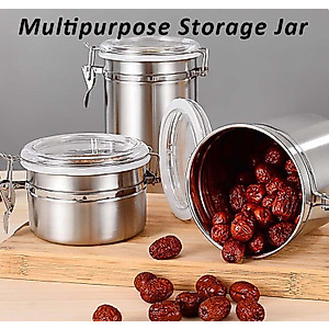 Malisseladi Tobacco Jar Food Storage Tin Can Container Stainless Steel Airtight Lid for Home Kitchen Snack