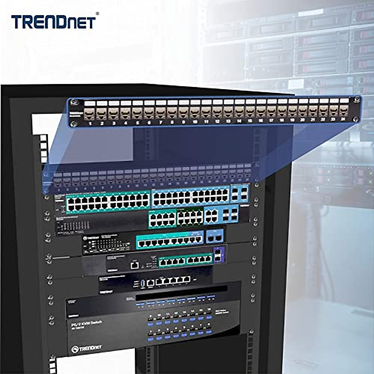 TRENDnet 24-Port Blank Keystone 1U Patch Panel, 1U 19" Metal Rackmount Housing, Recommended with TC-K25C6 & TC-K50C6 Cat6 Keystone Jacks (Sold Separately), Black, TC-KP24