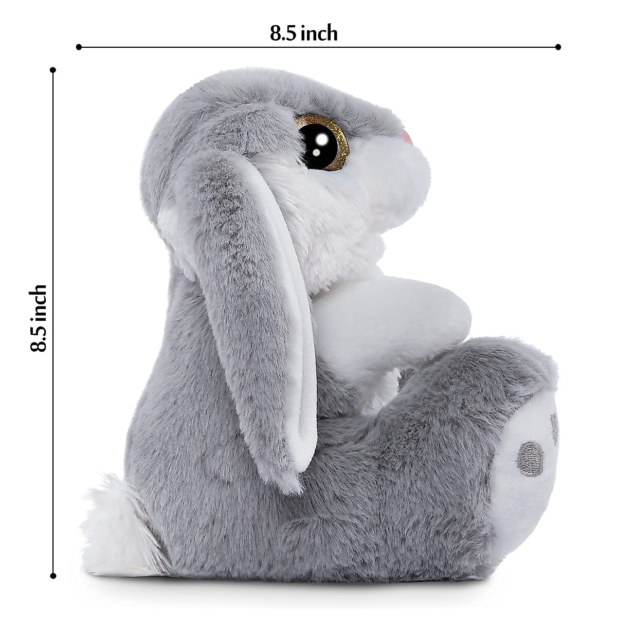 Nleio Bunny Rabbit Stuffed Animal, 8.5" Bunny Plush with Floppy Ears, Huggable & Washable, Baby Stuffed Animals Plush Toy for Girls Boys Kids Friends Easter Birthday Gifts (Gray)