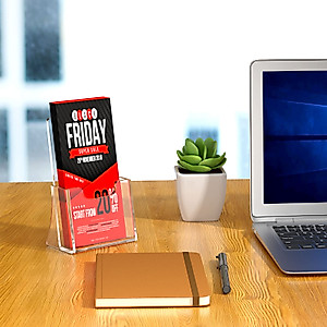 NIUBEE Acrylic Brochure Holder for 4’’ Trifold Pages, 50% Thicker Countertop Acrylic Literature Holder Plastic Flyer Display Stand for Magazine, Pamphlet, Booklets, Menu, Journals, 2 Pack