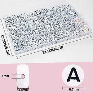 YMSDZHL Alphabet Beads A-Z 1200+Pcs Letter Beads, Acrylic 4x7mm Round Letter Beads Kits,Black Digit and Colorful Smile Beads for Bracelets Necklaces DIY Jewelry Making (Black,1200+PCS)