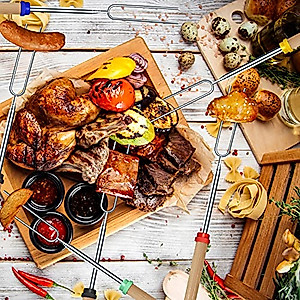 8 PCS Marshmallow Roasting Sticks for Fire Pit, Retractable Grill Forks Smores Sticks Kit for Fire Pit, Marshmellow Roasting Tongs BBQ Tools, TIMDAM Stainless Steel Smores Skewers Campfire Accessories