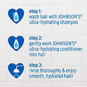 Johnson's Baby Ultra-Hydrating Tear-Free Kids' Shampoo with Pro- Vitamin B5 & Proteins, Paraben-, Sulfate- & Dye-Free Formula, Hypoallergenic & Gentle for Toddler's Hair, 13.6 fl. oz