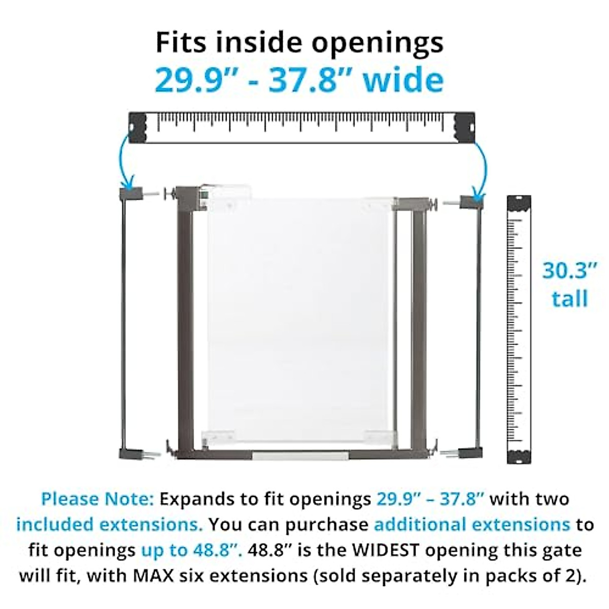 Qdos Safety Crystal Designer Baby Safety Gate - Meets Tougher European Standards - Modern Design and Unparalleled Safety - Beauty & Safety Together - Simple Installation | Pressure Mount