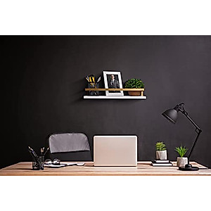 Peter's Goods Modern Floating Shelves with Rail, Modern Brass Finish, Set of 2 Shelves - Wall Mounted Bathroom Wall Shelves with Towel Bar - Also Perfect for Bedroom Decor and Kitchen Storage