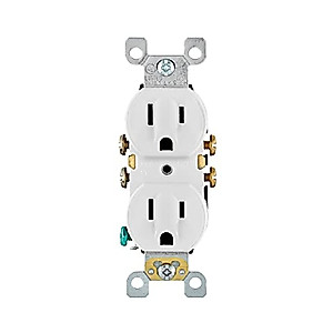 Leviton 5320-W 100 Pack 15Amp 125Volt Straight Blade Residential Grade Self Grounding Duplex Receptacle, White
