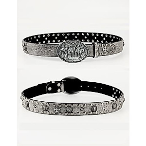 TOPACC Women Men Western Buckle Belt Cowgirl Cowboy Country Concho Leather Belt Rodeo Horse Plaque Removable