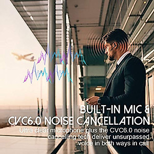 Bluetooth Headset,V5.0 Hands-Free Wireless Business Bluetooth Earpiece with Noise Reduction Mic for Cell Phones-Compatible with iPhone and Android,Work for Office/Workout/Driving