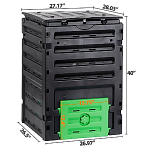 120 Gallon (450L) BPA Free Garden Compost Bin - Easy Assembly, Aerating Outdoor Compost Box for Fast Fertile Soil Creation