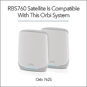 NETGEAR Orbi Whole Home Tri-Band Mesh WiFi 6 Add-on Satellite (RBS760) – Works with Your Orbi WiFi 6 System - Adds Coverage up to 2,500 sq. ft. - AX5400 up to 5.4Gbps
