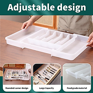 LWANWI Silverware Drawer Organizer, Expandable Utensil Tray for Kitchen, Kitchen drawer cutlery organizer,With Removable Dividers Cutlery Drawer Organizer for Spoons,Forks, Knives