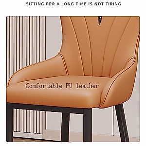 RILOOP Dining Chairs Modern Pu Leather High Back Padded Soft Seat Sturdy Carbon Steel Metal Legs Living Room Chairs/Light Gray