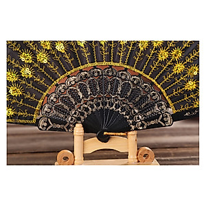 Folding Hand Fan Folding Fan Handheld Folded Fan Embroidered Sequins Folding Fan Chinese Style Classical Hand Fans Dance Manual Fan Foldable Fan Hand Held Fans (Color : A6, Size : 23 * 41CM)