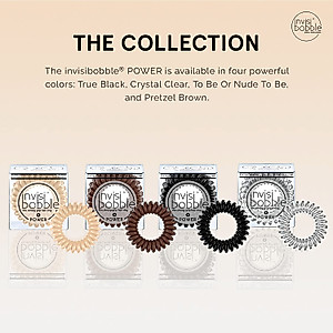 invisibobble Power Traceless Spiral Hair Ties - 3 Pack - Pretzel Brown - Strong Elastic Grip Coil Hair Accessories for Active Women - No Kink, Non Soaking - Gentle for Girls Teens and Thick Hair