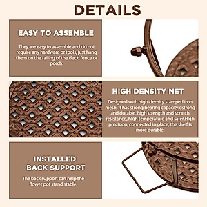 NEISRAI Iron Art Metal Railing Flower Pot Hanging Basket for Indoor Pot Holder Hanger 3 Pack Outdoor Plants Perfect for Porches and Patio Decor (Black)