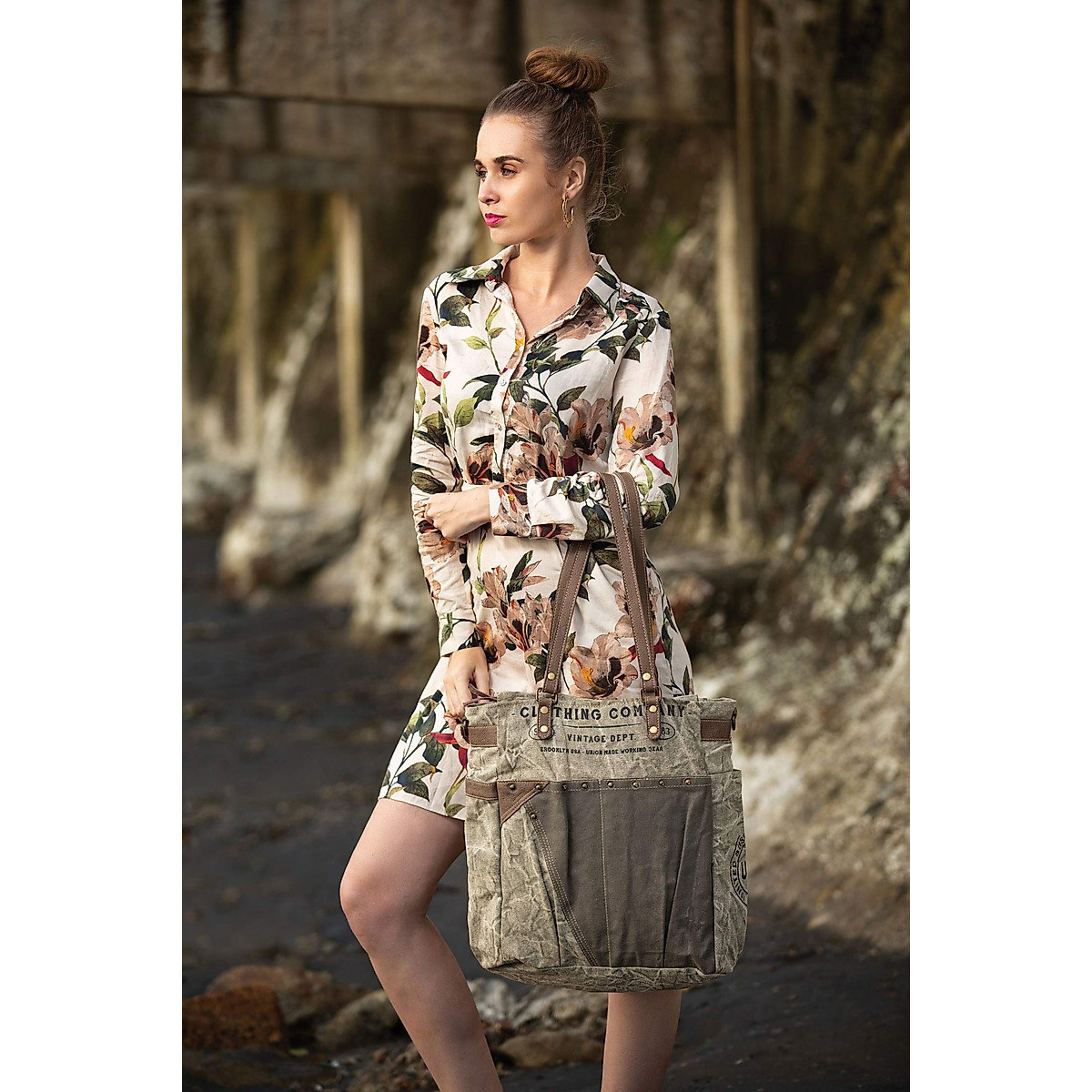 Myra Bag Broil Upcycled Canvas Shoulder Bag S-1226