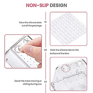 HOUSE DAY Makeup Drawer Organizer Trays 17 PCS, 4-Size Clear Drawer Organizers with Silicone Pads, Vanity Organizers and Storage, Non Slip Plastic Drawer Organizer for Desk, Bathroom, Kitchen, Office
