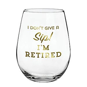 Creative Brands Heartfelt-Retirement Collection Stemless Wine Glass, 20-Ounce