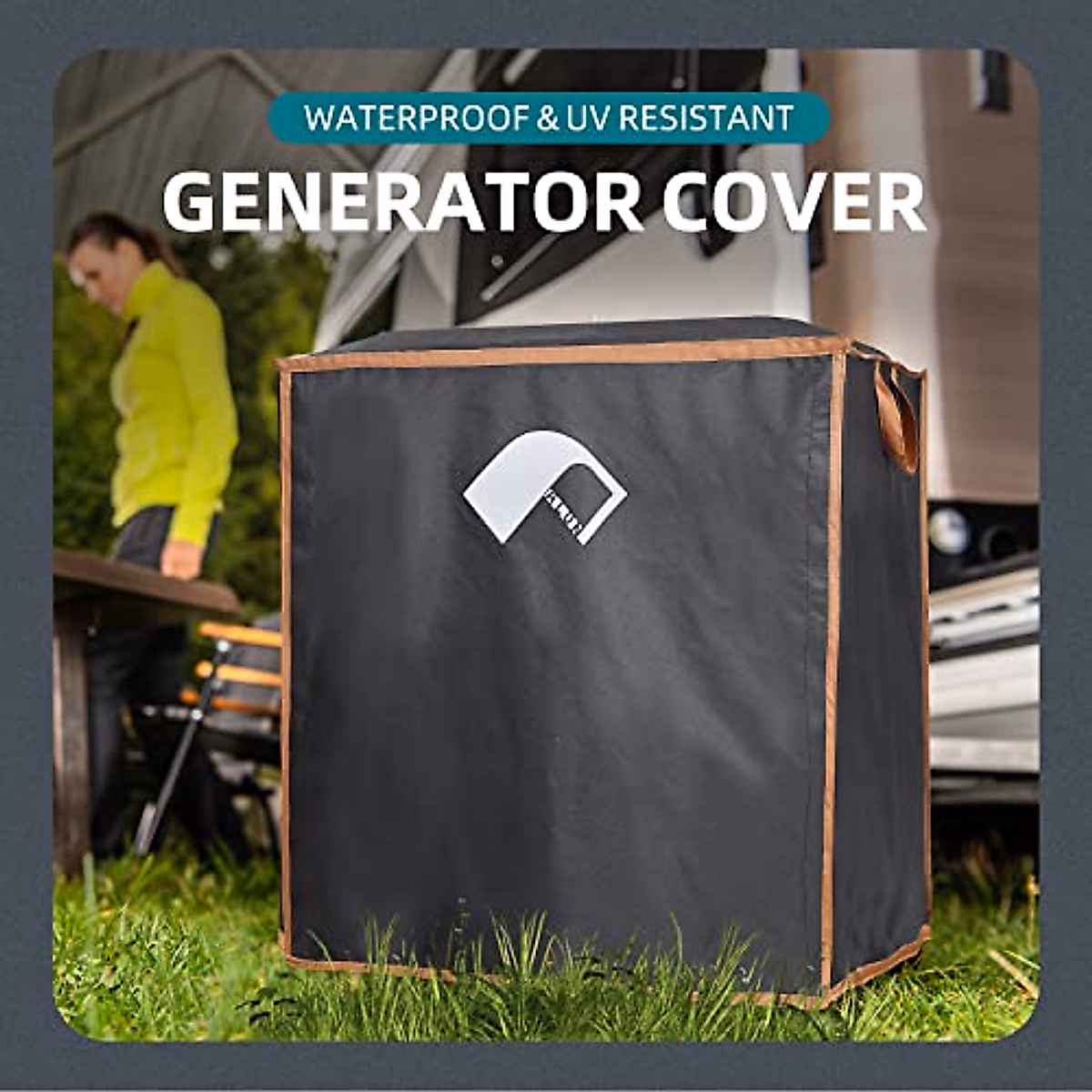 PALON Outdoor Waterproof Generator Covers, 38x30x28in Camping Dynamo Protection, Universal Generator Protector for Portable Generators 3000-5000W, Black