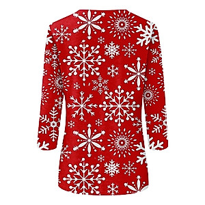 Christmas Shirts for Women Long Sleeve Christmas Shirt Women Merry and Bright Pullover Christmas Graphic T Shirts Xmas Long Sleeves Tops Red 3X-Large