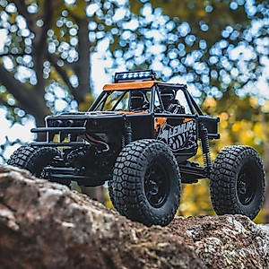 MQ & KUN FMS FCX24 1/24 Lemur RTR, 4x4 Brushed RC Buggy 8KPH+ RC Monster Baja Truck All-Terrain Off-Road RC Rock Crawler for Adults Included LED Headlight, Battery, 2.4Ghz Remote Control(Orange)