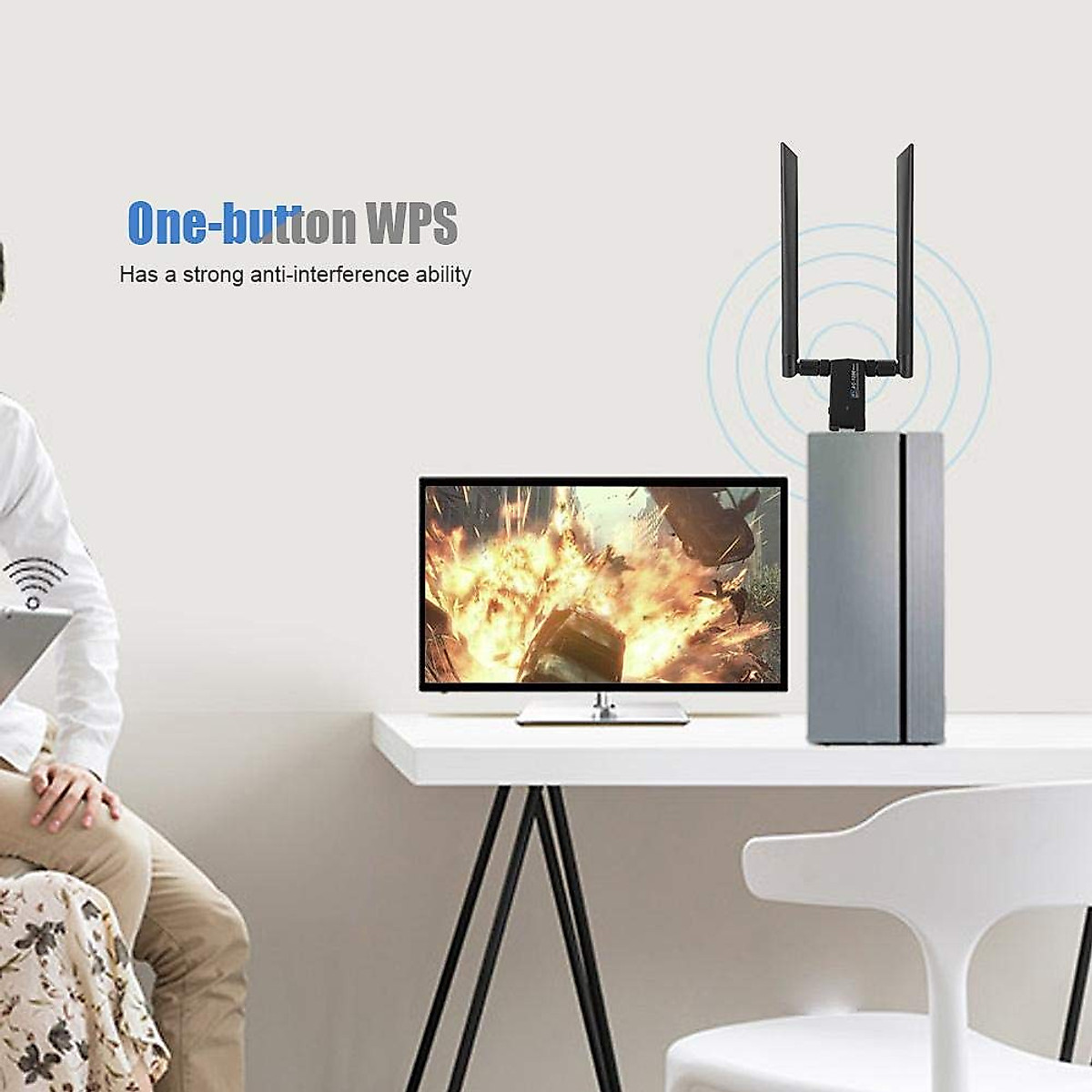 USB Adapter,MT7612 AC USB Dual Band 5G/2.4G Adapter Network Card Dongle Adapter Network Card