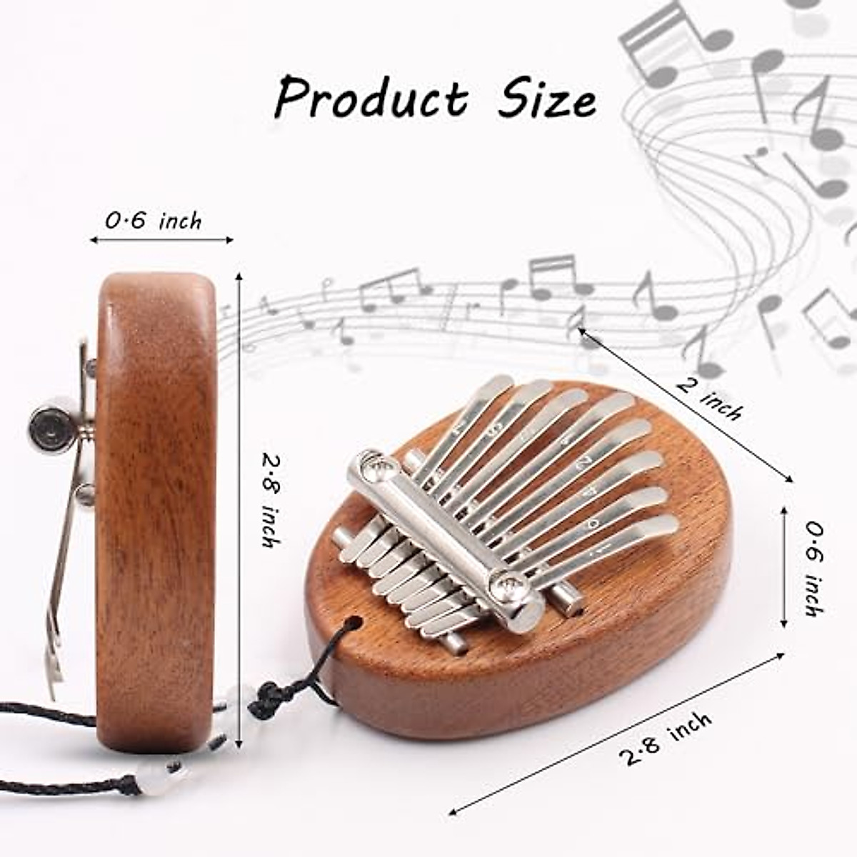 Kalimba Thumb Piano, Potable 8 Keys Mbira Finger Piano Musical Instruments Gift for Kid Adult Beginners Professional (Oval)