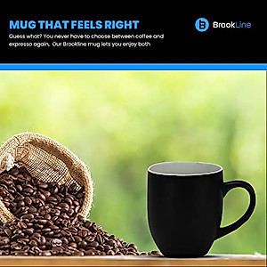 Brookline Ceramic Coffee Mug 16OZ - Tea Mug with Handle, Espresso Cups - Excellent Choice for Camping, Travel & Office - Great Gift Idea (Black White, Set of 4)