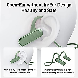 DACOM Open Ear Headphones Wireless Bluetooth Air Conduction Earphones 15 Hours Playtime IPX6 Waterproof Lightweight Over-Ear Headphone with Mic for Sport Work Study Indoor and Outdoor Green