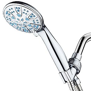 AquaDance 5514 Antimicrobial – Anti-Clog High-Pressure 6-Setting Hand Microban Nozzle Protection from Growth for Stronger Shower 3 Color Choices, Aqua Blue Jets,4 Inch