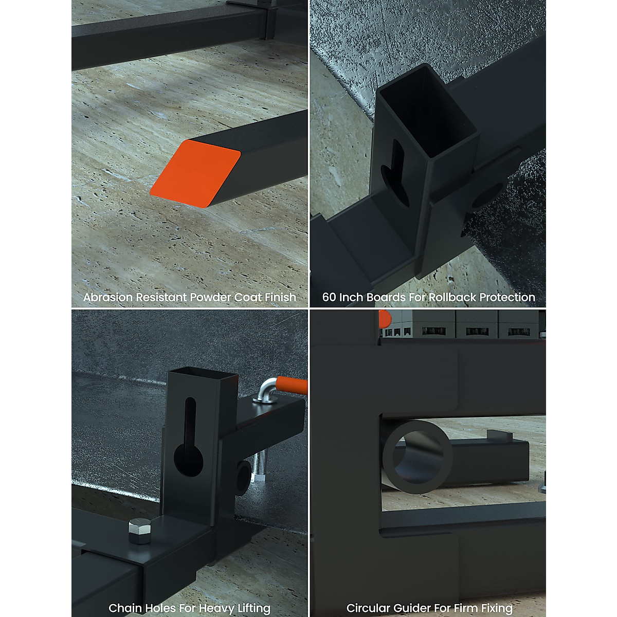 GAOMON 60" Clamp-On Pallet Forks with Adjustable Stabilizer Bar, 2000 LBS Capacity for Loader Bucket