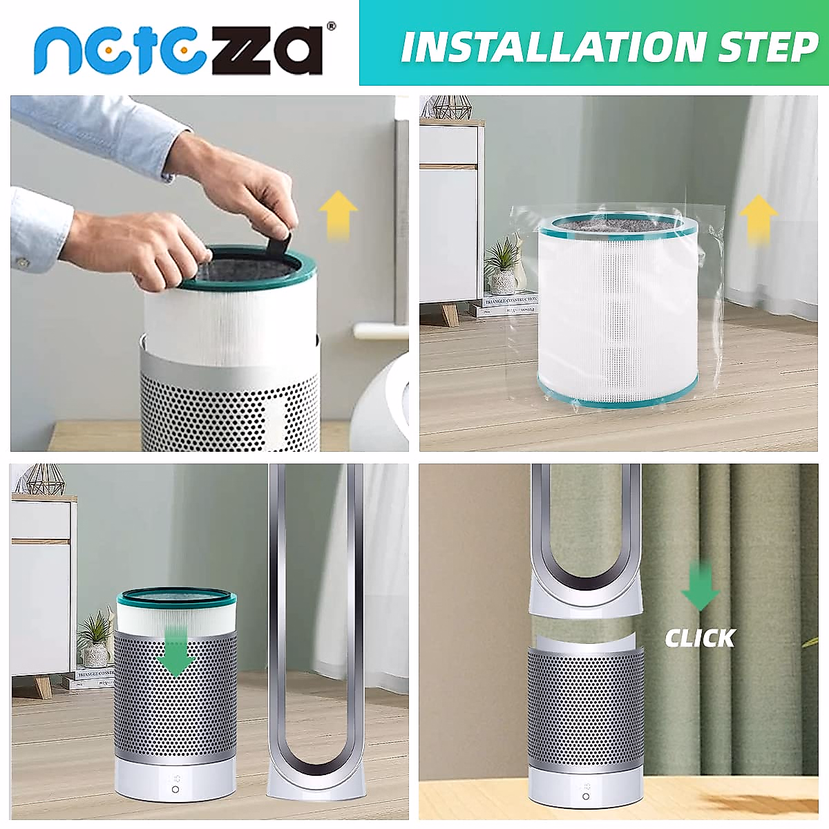 Netezza TP01 HEPA Filter for Dyson,Replacement Filter for Dyson Tower Purifier Pure Cool Link TP01, TP02, TP03, AM11, BP01 Tower Air Purifier, Compare to Part 968126-03,2 Pack