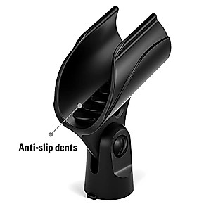 Moukey Microphone Mic Clip Holder for Mic Stand with 5/8" Male to 3/8" Female Adapter, 2-pack