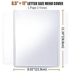 Menu Covers 8.5 x 11, 36 Pack, 2 View Restaurant Menu Covers, All Clear Vinyl Menu Sleeves, Menu Holder, Top-Loading