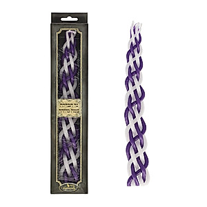 Shalhevet Light Havdalah Candle 100% Kosher (Purple White Braid)