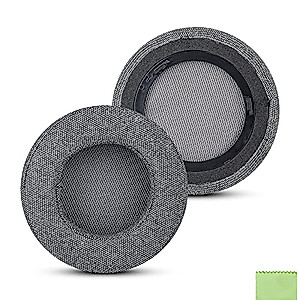 Geekria Comfort Linen Replacement Ear Pads for Corsair Virtuoso RGB, Virtuoso RGB Wireless SE, Virtuoso RGB Wireless XT Headphones Ear Cushions, Headset Earpads, Ear Cups Repair Parts (Grey)