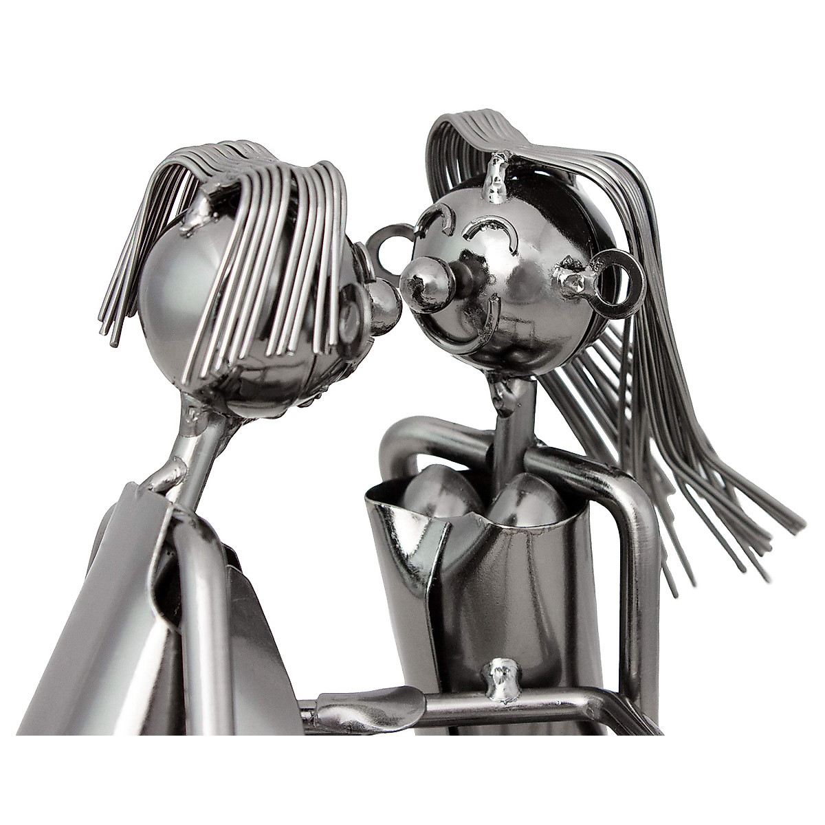 BRUBAKER Wine Bottle Holder 'Couple on Bike' - Table Top Metal Sculpture - with Greeting Card
