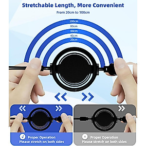 GLOGO 3 in 1 Retractable Charging Cable [3A,3FT] Multi USB Cable Fast Charger Cord for Phone, Samsung, iPad, Tablets, Switch and More (Black)