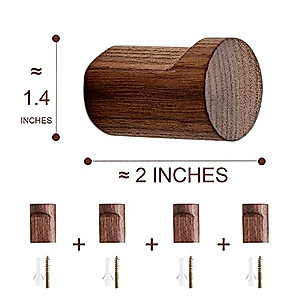 Coat Wood Hooks for Wall, 4PCS Natural Wooden Wall Hooks, Modern Decorative Hanging Hooks, Wall Mounted Coat Hat Rack, Handmade Minimalist Home Decor Stocking Holder for Hanging Hat, Towel, Purse