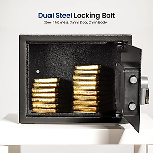 Serene Life Home Security Electronic Lock Box - Safe with Mechanical Override, Digital Combination Lock Safe, LED Low Battery Indicator, Includes Mounting Bolts, Keys & (4) x ‘AA’ Batteries SLSFE15