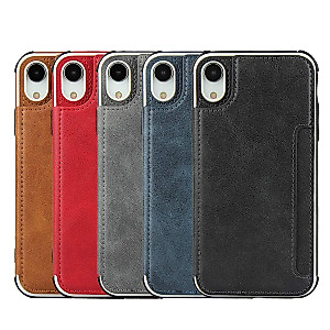 iCoverCase Wallet Case, with Card Slots Holder and Wrist Strap PU Leather Kickstand Double Magnetic Clasp Shockproof Cover Case for iPhone XR 6.1 Inch (Khaki)