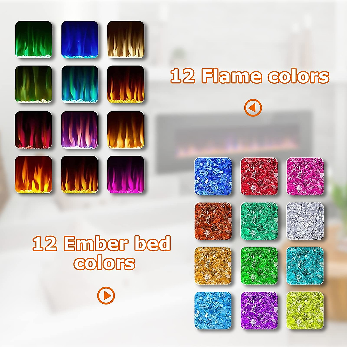 TAVATA 60" Recessed and Wall Mounted Electric Fireplace, Wall Fireplace Electric with Remote Control & Timer, Touch Screen, Adjustable Flame Color and Speed, 750w/1500w